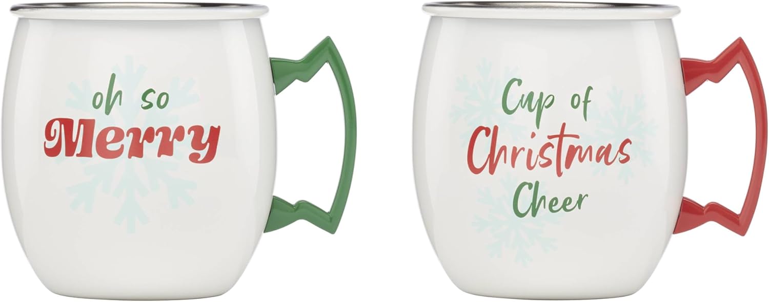 Cambridge 897619 20 Oz Christmas Cheer Moscow Mule Mugs, Set Of 2, Hol ...